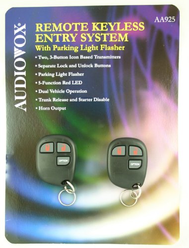 audiovox aa925 remote keyless entry system with two rf transmitters ...