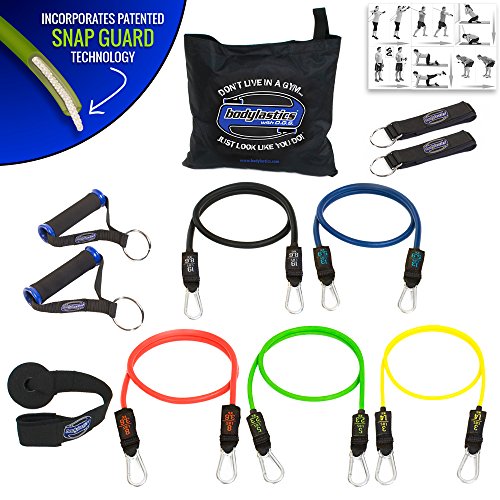 Bodylastics 12 pcs Resistance Bands *MAX TENSION Set (96 lbs.) with 5 ...