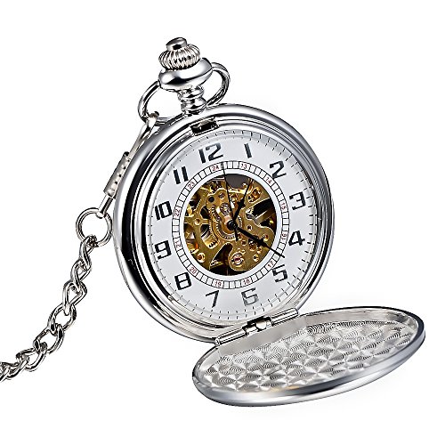 Купить Mudder Classic Smooth Surface Mechanical Silver Pocket Watch ...