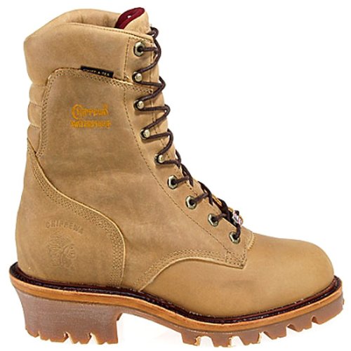 Work & Safety: Men's Chippewa Lace-Up Leather Logger Boots TAN 8 E