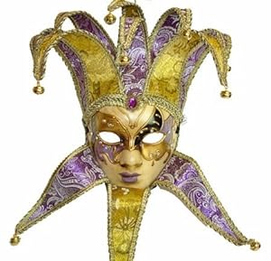 Amazon.com: Masquerade Jester Masks with Purple & Gold Collars and ...