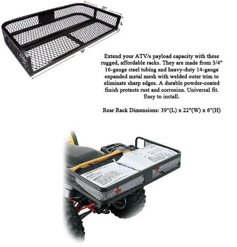 Heavy Duty Universal Rear ATV UTV Cargo Basket Storage Rack Basket ...