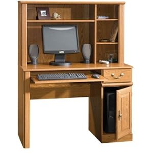 Sauder Orchard Hills Small Wood Computer Desk with Hutch in Oak - Furniture