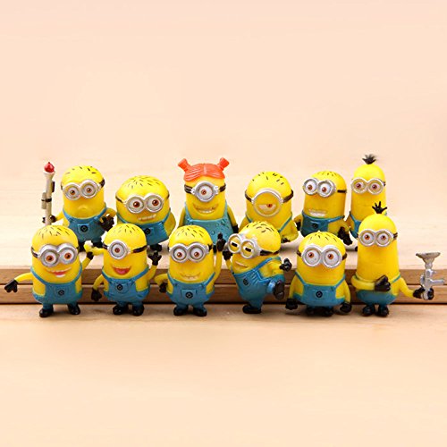 12 X Despicable Me The Minions PVC Miniature Toy Figures 3-4cm/1.2-1 ...