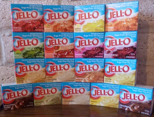 Jell-O Sugar Free Instant Pudding and Gelatin Sampler (Pack of 17 ...