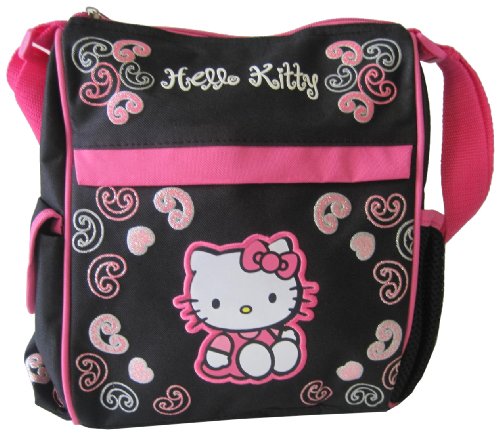 Hello Kitty Diaper Bag with Side Compartments and Shoulder Strap, Black ...