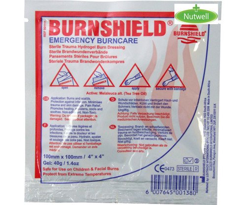 Burnshield Burn Gel Dressing 10cm x 10cm First Aid Emergency Burncare ...