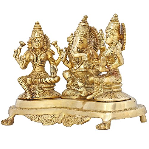 Handmade Indian Brass Ganesha, Lakshmi & Saraswati Statue - Hindu ...