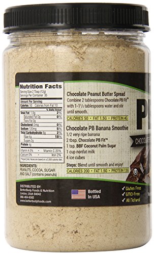 BetterBody Foods PB Fit Powder, Chocolate Peanut Butter, 15 Ounce Food ...