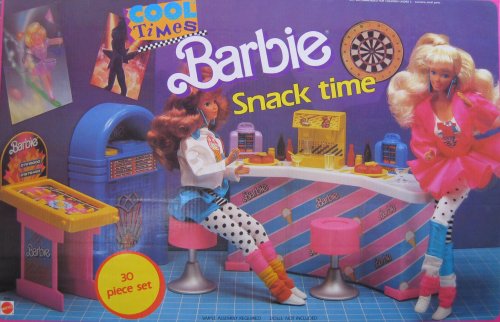 Cool Times Barbie SNACK TIME Playset w Snack Bar & MORE! 30 Pieces ...