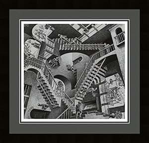 Amazon.com: 'RELATIVITY' Abstract upside down stairs art Double Matted ...