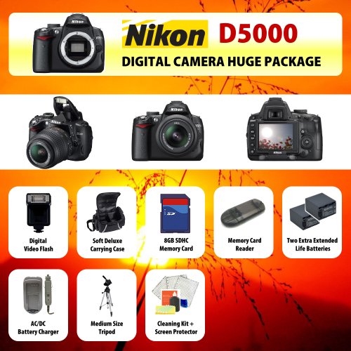 Black Friday Nikon D5000 Digital SLR Camera Body + 2 Extended Life ...
