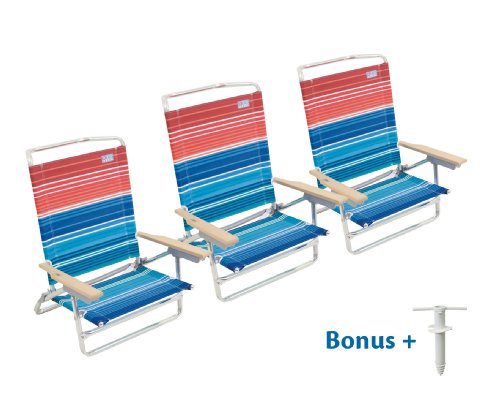 Rio High Back Beach Chair – 5 position LayFlat – Matching Set Of 3 ...