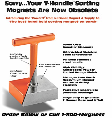 T-HANDLE HIGH POWER MAGNET, ULTRA STRONG HAND HELD 100LB. + PULL ...