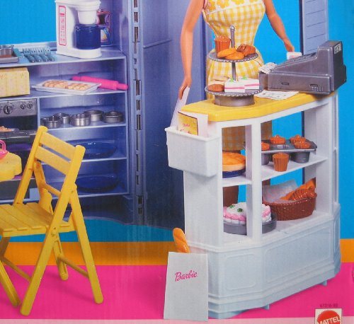 Barbie Bake Shop & Cafe Playset w Over 75 Pieces (2000) Food, Beverages ...