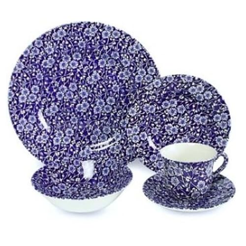 Amazon.com: Queen's China Blue Calico 20 Piece Dinnerware Set, Service ...