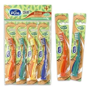 Pack of 4 Kid's Dinosaur Toothbrush (Color May Vary)