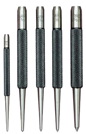 Starrett S816PC 5-Piece Punch Set, 3 Prick Punches with 5/64"-5/32 ...
