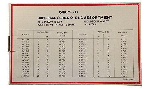 Metric O-Ring Kit, Buna-N, Black, 70A Durometer, 32-Sizes (Pack of 401 ...