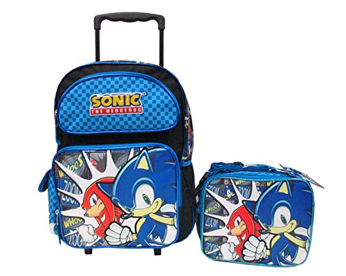 Sonic The Hedgehog Large 16 Rolling Backpack Roller School Bag & Lunch ...