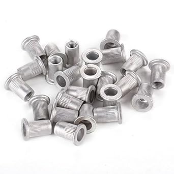 Aluminum Flat Head M6 Blind Insert Rivet Nut Rivnut 6mm(Pack of 25 ...