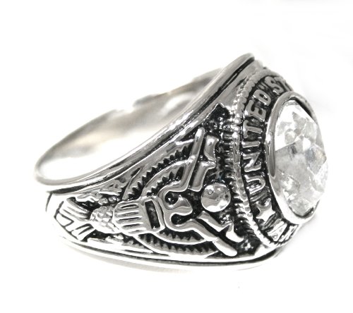 Mens Diamond Rings White Gold: MENS US Army Military Clear Ice CZ 24k ...