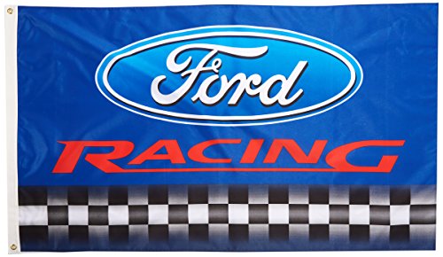 FORD RACING FLAG, 3'x5' Blue w/ Black & White Checkerboard banner