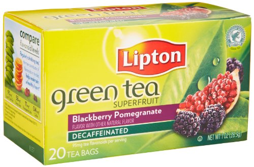Lipton Green Tea Superfruit, Decaffeinated Blackberry Pomegranate 20 ct ...