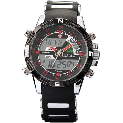 Купить SHARK Mens Army Dual Time LCD Alarm Chronograph Sport Wrist ...