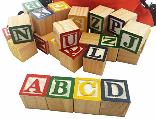 Skoolzy ABC Wooden Blocks for Toddlers - 30 Wood Alphabet Blocks ...