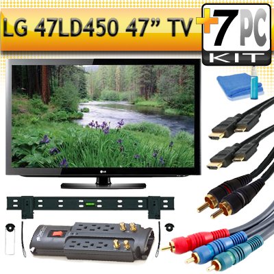 LG 47LD450 47" 1080p 60Hz LCD HDTV with Ultra Slim Flat Wall Mount & 9 ...