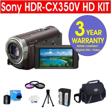 Sony HDR-CX350V 32GB HD Handycam Camcorder + Multi-Coated Glass UV ...