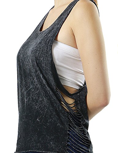 Plain and Basic Side Slit Wide Open Fashion Muscle Tee Tank Top for ...