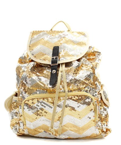 Cute Glitter Sequin Chevron Backpack for Girls