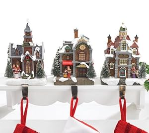Amazon.com - Set Of 3 Christmas Village Stocking Holders Adorable ...