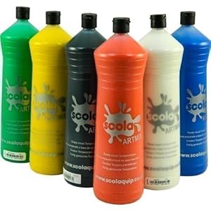 Scola Artmix Ready Mixed Childrens Poster Paint Bottles (600ml) (White ...