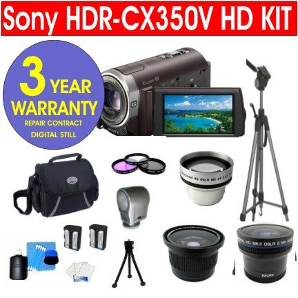 Sony HDR-CX350V 32GB HD Handycam Camcorder + 3.5X Telephoto Zoom Lens ...