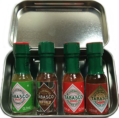 Mini Tabasco Gift Tin. Four Miniature 1/8th Ounce Bottles of Tabasco ...
