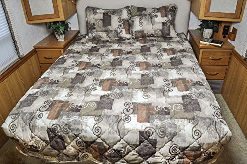 Short Queen RV Bedspread 3 pc set Camper, RV, Travel Trailer bed