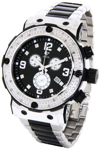 Mens Aqua Master Genuine Diamond Watch Stainless Steel Chronograph ...
