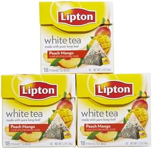 Amazon.com : Lipton Pyramid White Tea Bags - Island Mango & Peach - 18 ...