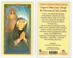 Amazon.com: Saint/St. Faustina Holy Prayer Card Divine Mercy: Prints ...