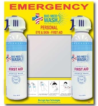 Bio Med Wash - Personal Eye Wash Station - Includes 2-7oz Cans with ...