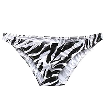 TIAOBU Mens Zebra Stripe Low Rise Pouch Briefs Bikini Underwear at ...