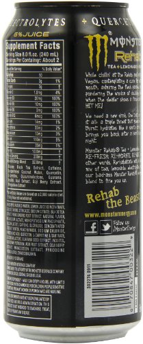 Monster Rehab, Tea + Lemonade + Energy, 15.5 Ounce (Pack of 24) Food ...