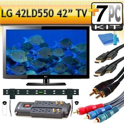 LG 42LD550 42" 1080p 120Hz LCD HDTV with Ultra Slim Flat Wall Mount & 9 ...
