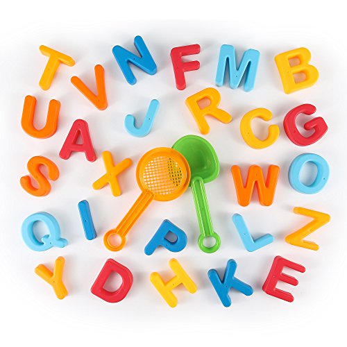 ABC Alphabet Beach Sand Mold Toy Set for Kids with 26 Letter Molds ...