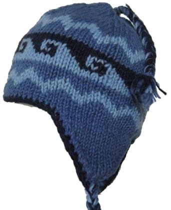 Wool Chullo Fleece Lined Ski Cap Snowboard Toque with Ear Flaps Knit ...