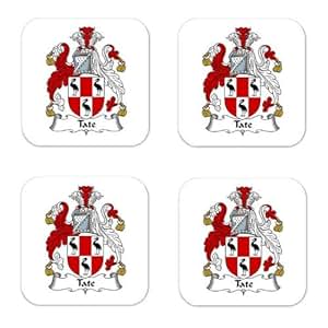 Amazon.com - Tate Family Crest Square Coasters Coat of Arms Coasters ...