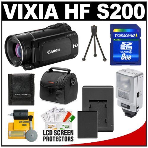 Canon Vixia HF S200 Flash Memory 1080p HD Digital Video Camcorder w/ 8 ...